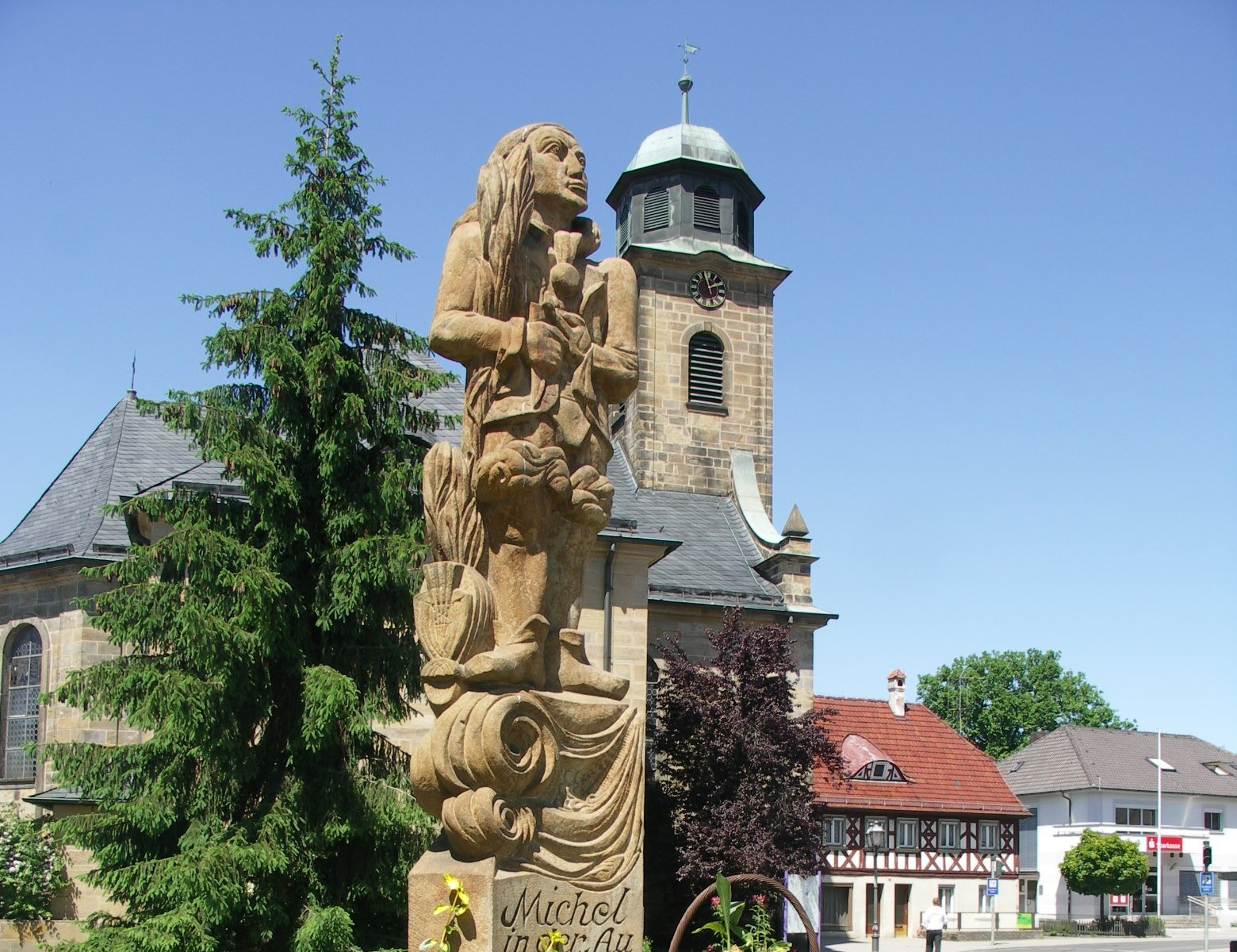 BAYERN - MICHELAU IN OBERFRANKEN - Michel in der Au - Steinfigur ...